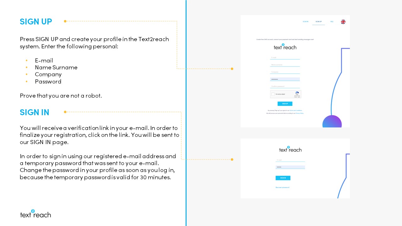 Send SMS - easy and simple - using the system - Text2reach