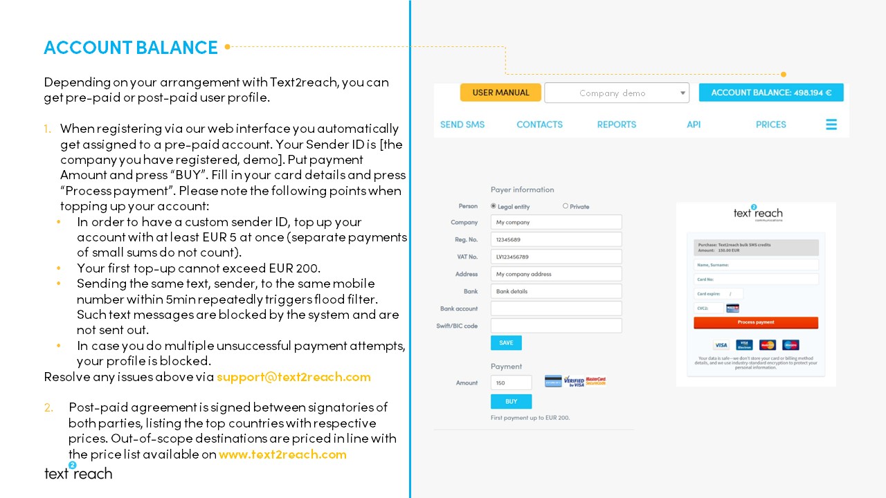 Send SMS - easy and simple - using the system - Text2reach