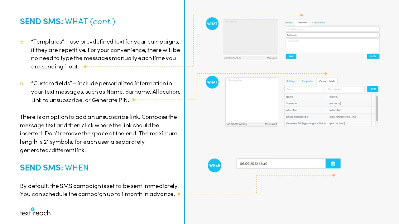 Send SMS - easy and simple - using the system - Text2reach